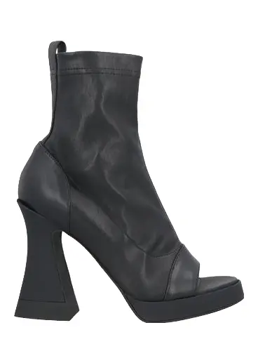 Agl Leather Open-toe Ankle Boots - Black