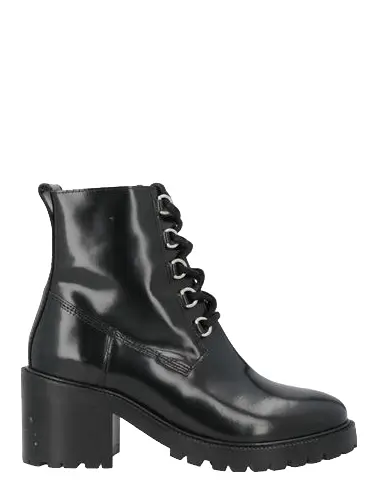 Maje Glossed-leather Ankle Boots - Black