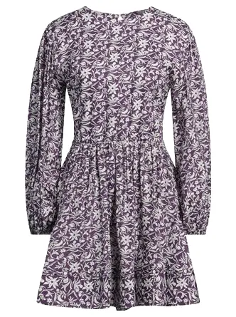 Maje Mini Floral-print Flared Dress - Purple