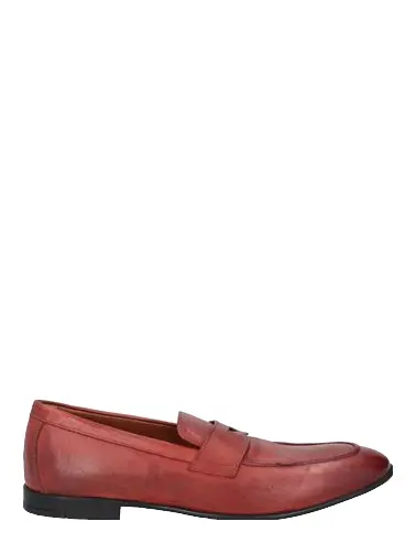 DOUCAL'S Leather Penny Loafers - Red