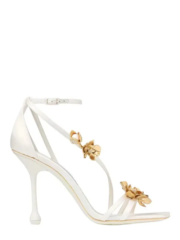 JIMMY CHOO Ankle Strap Stiletto Sandals - White