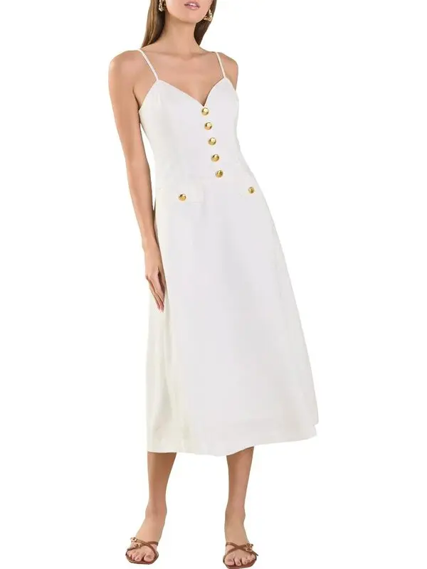 Endless Rose Linen Midi Dress - Ivory