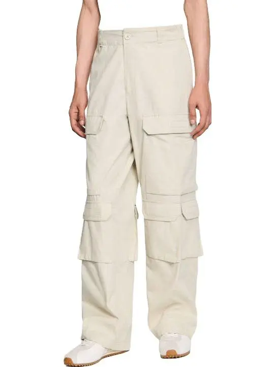 Sandro Grid-pattern Cargo Trousers - Aluminum