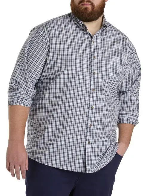 HARBOR BAY BY DXL Big & Tall Easy-care Plaid Sport Shirt - Purple Multi