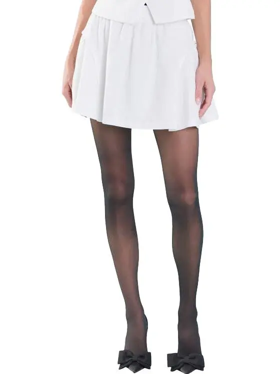 Endless Rose High-waist Cotton & Linen Miniskirt - Ivory
