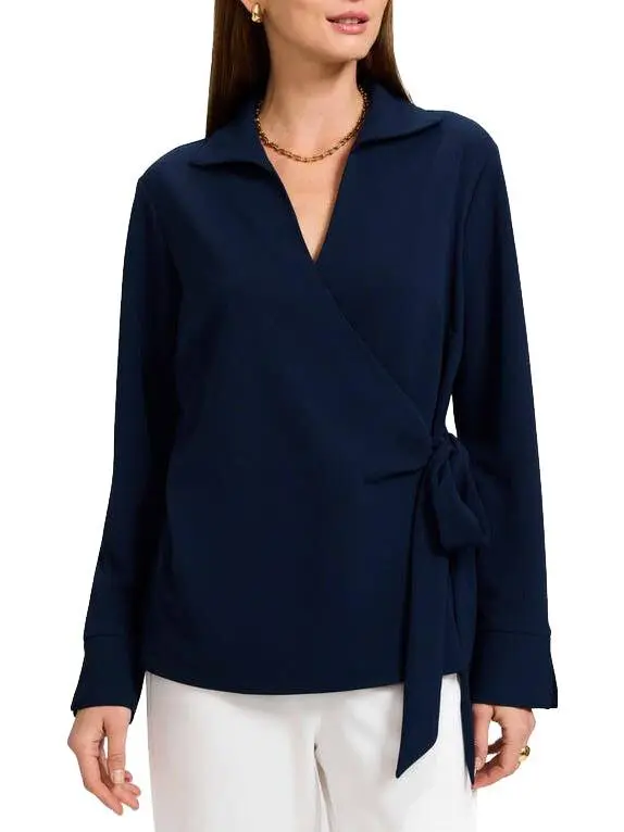 Foxcroft Rosie Side Tie Shirt - Navy