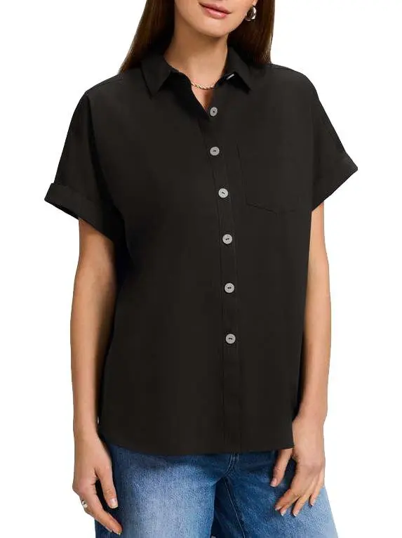 Foxcroft Abigail Short Sleeve Shirt - Black