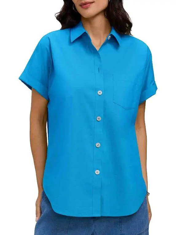 Foxcroft Abigail Short Sleeve Shirt - Malibu Blue