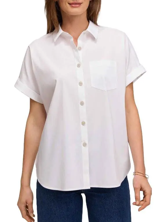 Foxcroft Abigail Short Sleeve Shirt - White