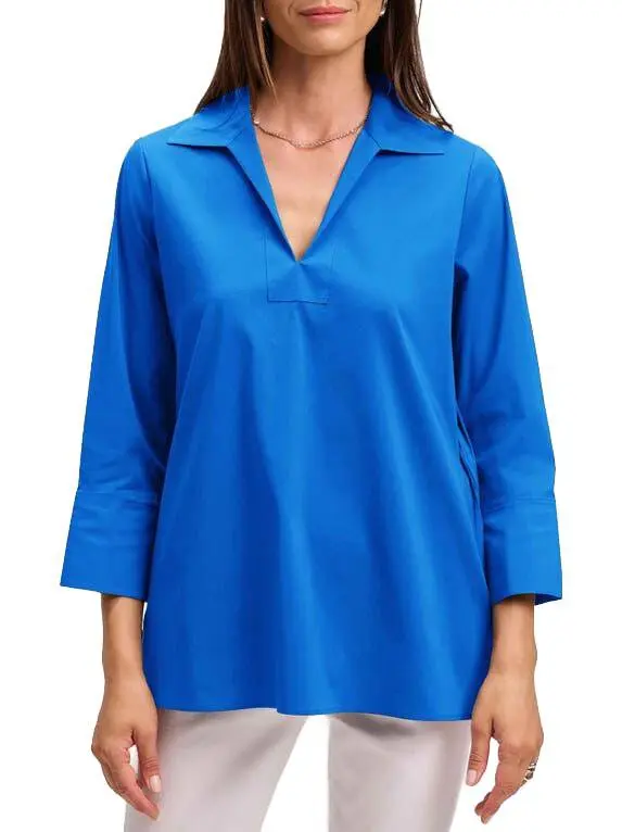 Foxcroft Julia Stretch Cotton Blend Shirt - Cobalt Blue