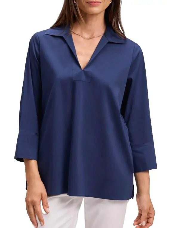 Foxcroft Julia Stretch Cotton Blend Shirt - Navy
