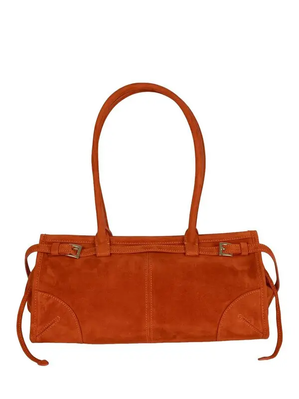 Jeffrey Campbell Pesky Leather Shoulder Bag - Bright Orange Suede