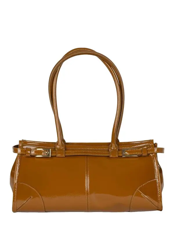 Jeffrey Campbell Pesky Leather Shoulder Bag - Tan Crinkle Patent