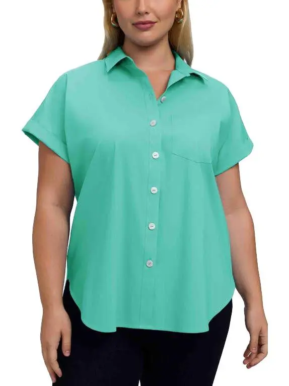 Foxcroft Abigail Short Sleeve Shirt - Biscay Green