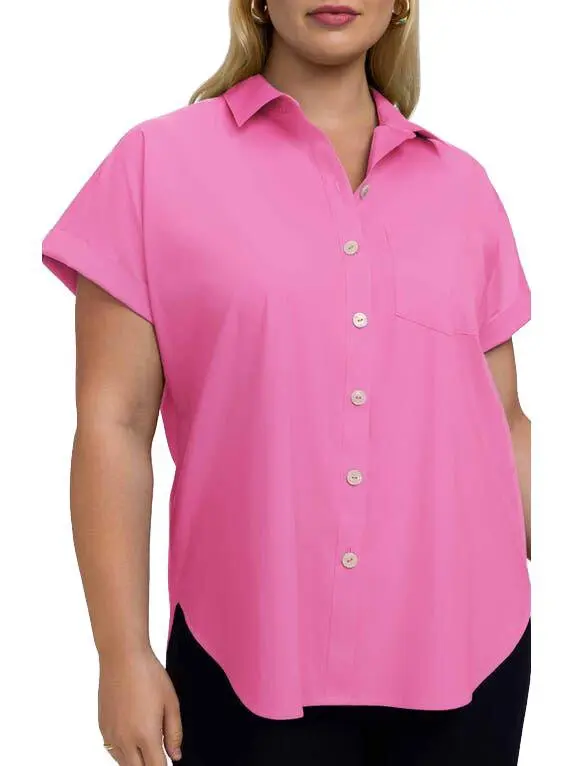 Foxcroft Abigail Short Sleeve Shirt - Guava Pink