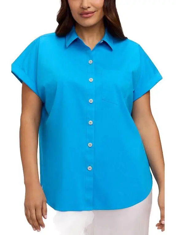 Foxcroft Abigail Short Sleeve Shirt - Malibu Blue