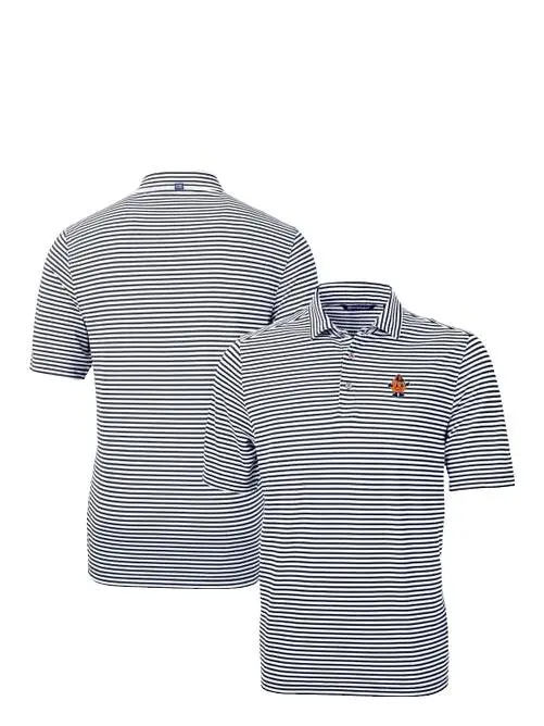 Cutter & Buck Syracuse Orange Vault Drytec Virtue Eco Pique Stripe Recycled Polo - Navy