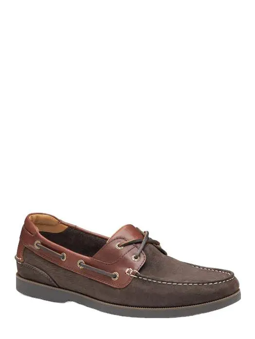 Johnston & Murphy Ventura Boat Shoe - Dark Brown Nubuck/mahogany