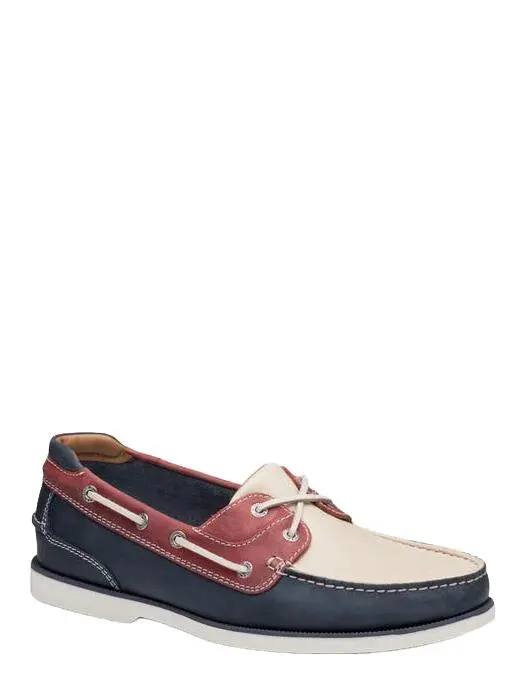 Johnston & Murphy Ventura Boat Shoe - Red/white/blue Full Grain