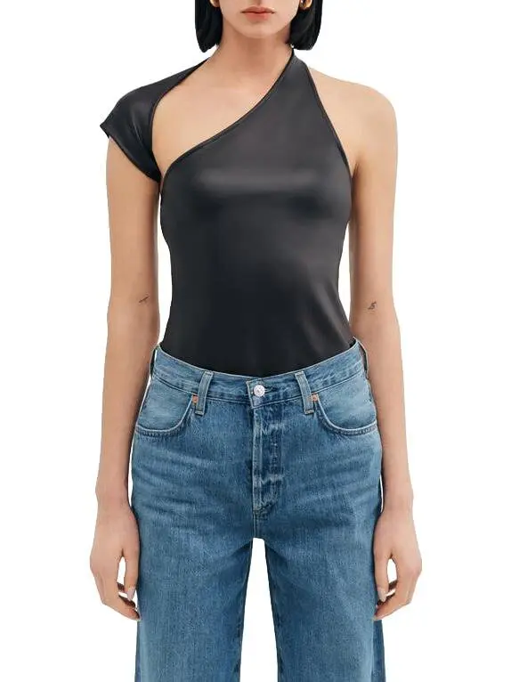 MARCELLA Milan One Shoulder Faux Leather Top - Black