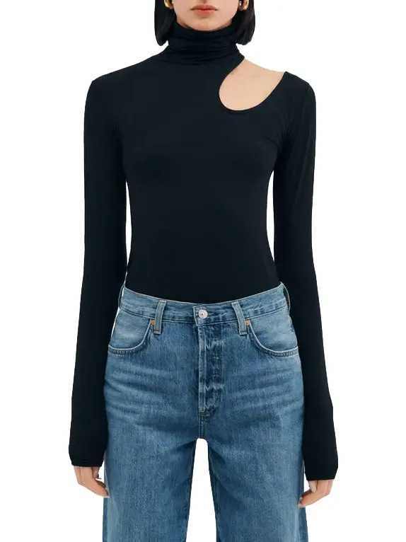 MARCELLA Sutter Cutout Long Sleeve Shirt - Black