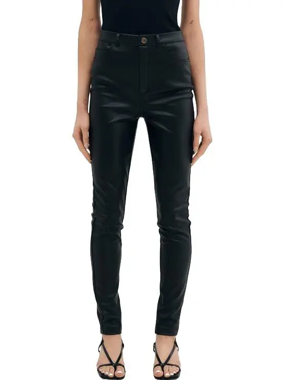 MARCELLA Santiago Faux Leather High Waist Pants - Black