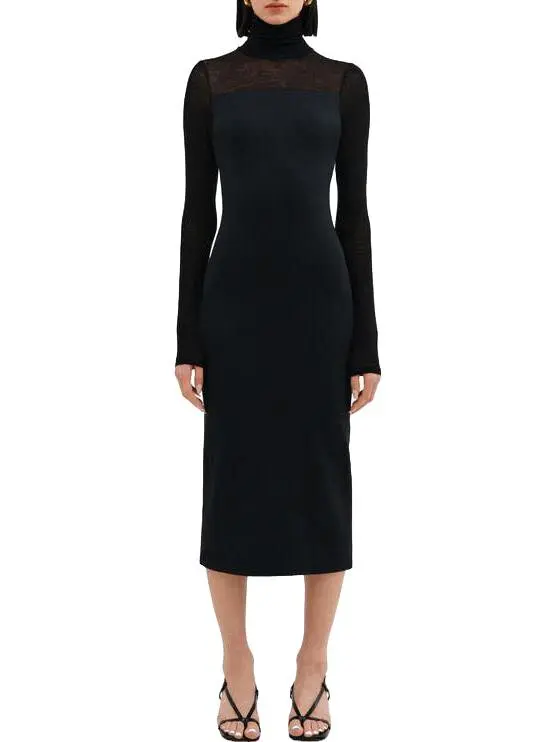 MARCELLA Toronto Long Sleeve Turtleneck Dress - Black