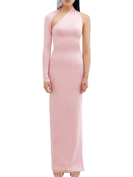 MARCELLA Milan One Shoulder Gown - Baby Pink