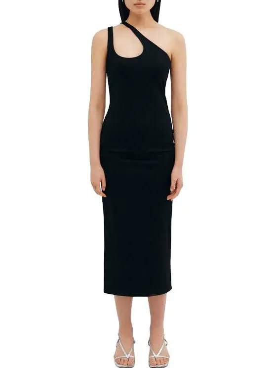 MARCELLA Norwood One-shoulder Midi Dress - Black