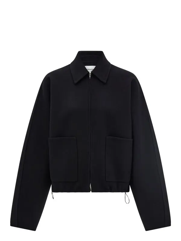 FERRAGAMO Cropped Virgin Wool Blend Bomber - Black