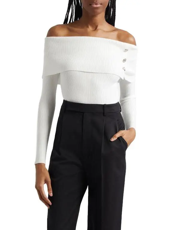 Elie Tahari Imani Off-the-shoulder Rib Sweater - Sky White