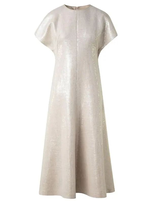 Akris Sequined Viscose-linen A-line Midi Dress - Greige
