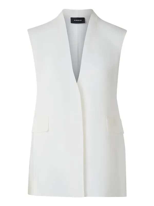 Akris Artina Long Panama Silk Organza Vest - Ecru