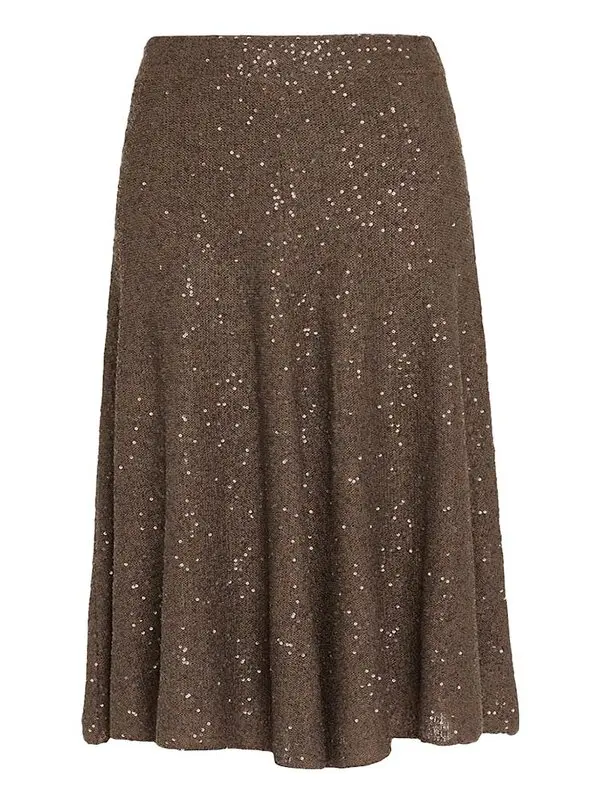 Brunello Cucinelli Sequined Knit Midi Skirt - Black
