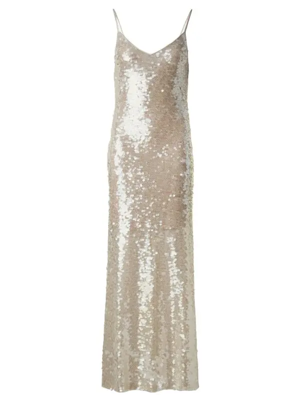 Akris Sleeveless Sequin Gown - Greige