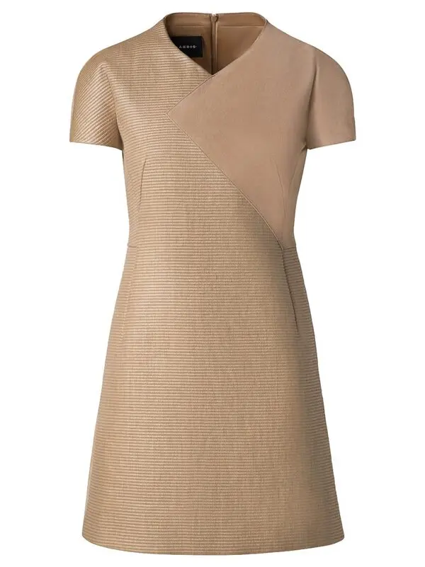 Akris Suede And Raffia Mini Dress - Cuoio