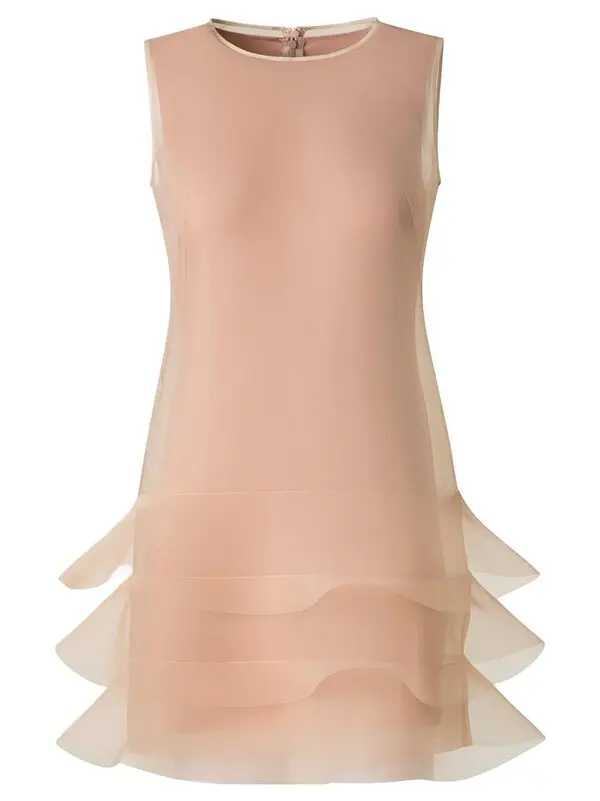 Akris Hatband Waves Techno Organza Mini Dress - Cuoio