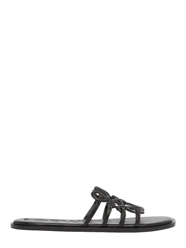 Loewe Petal Anagram Leather Slide Sandals - Black