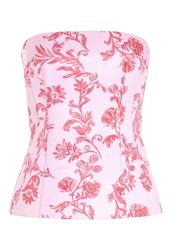 EMILIA WICKSTEAD Kerina Floral Strapless Top - Light Pink