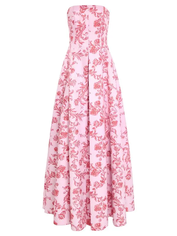 EMILIA WICKSTEAD Auclair Strapless Floral Gown - Light Pink