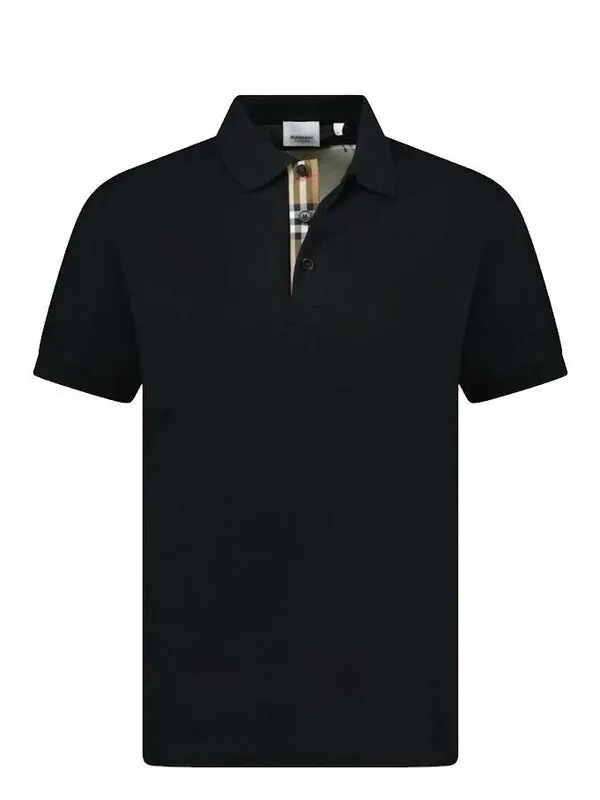 Burberry Hartford Check Placket Polo Shirt - Black