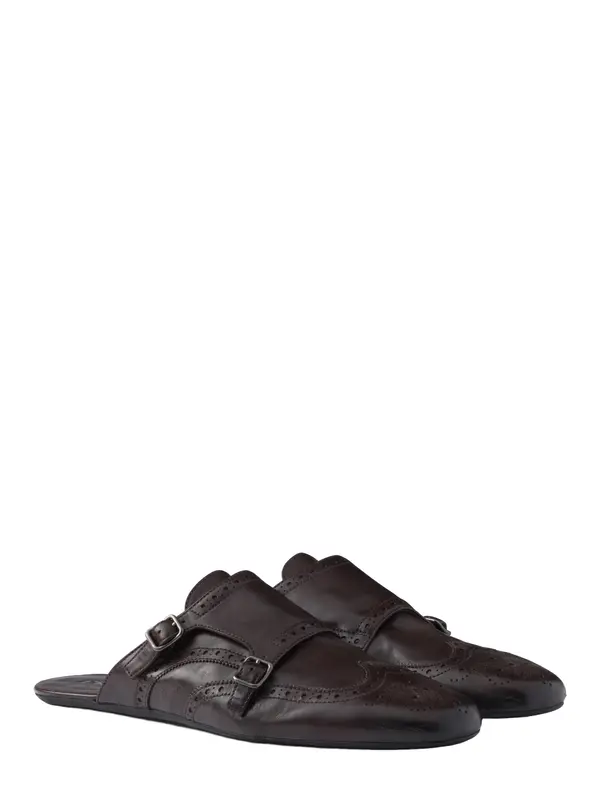 Prada Shuffle Leather Mules - Ebony