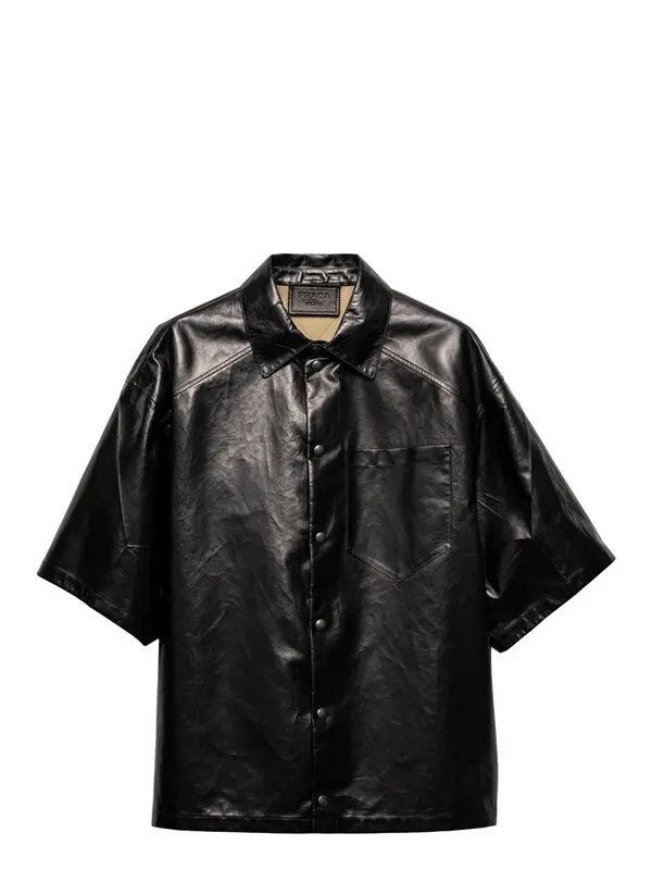 Prada Nappa And Fabric Shirt - Black/sand