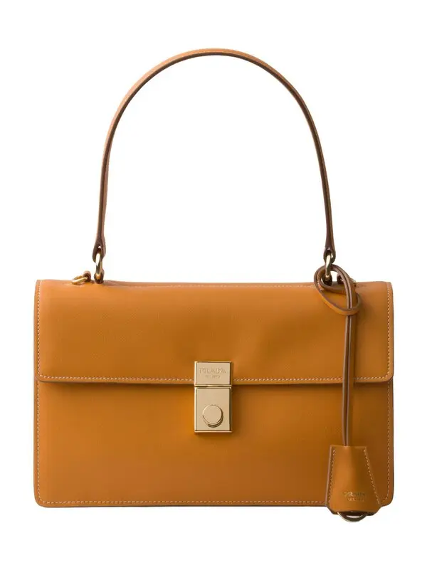Prada Medium Leather Shoulder Bag - Orange