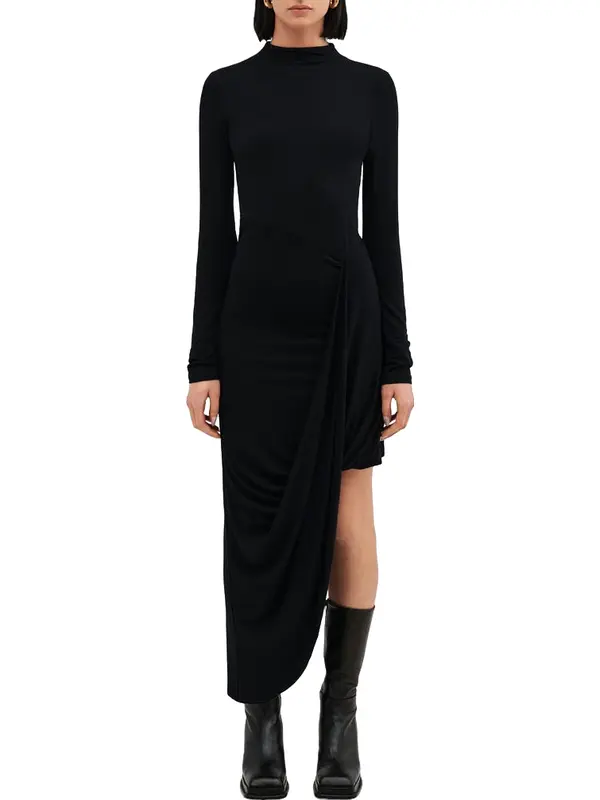 MARCELLA Lisbon Mock Neck Maxi Dress - Black