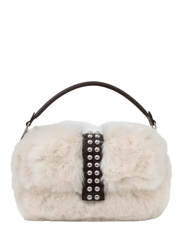 Jeffrey Campbell Furreal Faux Fur Handbag - Cream Brown Combo