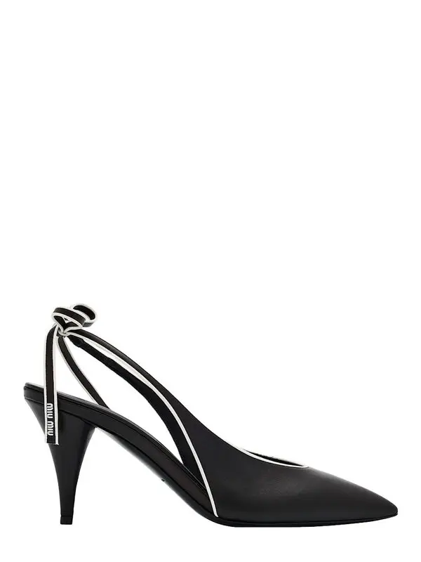 Miu Miu Leather Slingback Pumps - Nero Bianco