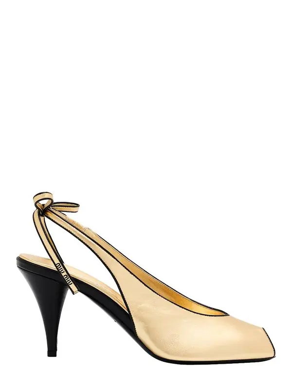 Miu Miu Metallic Peep-toe Slingback Pumps - Platino Nero