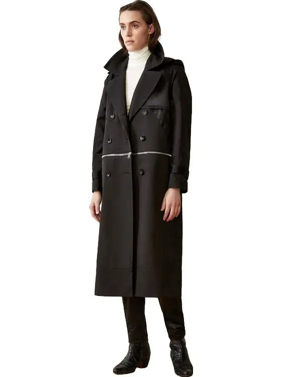 Caalo Water-resistant Convertible Trench Coat - Black