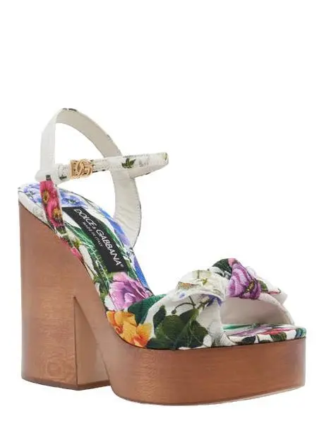 Dolce & Gabbana Gardenia Print Platform Sandal - Mix Fiori Cretonne